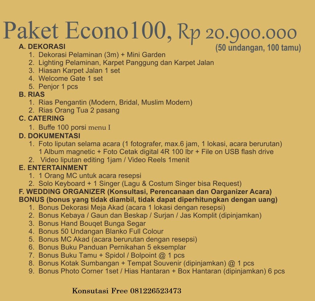 Paket Wedding 100 Tamu Jogja | Pusat Wedding Organizer Yogyakarta