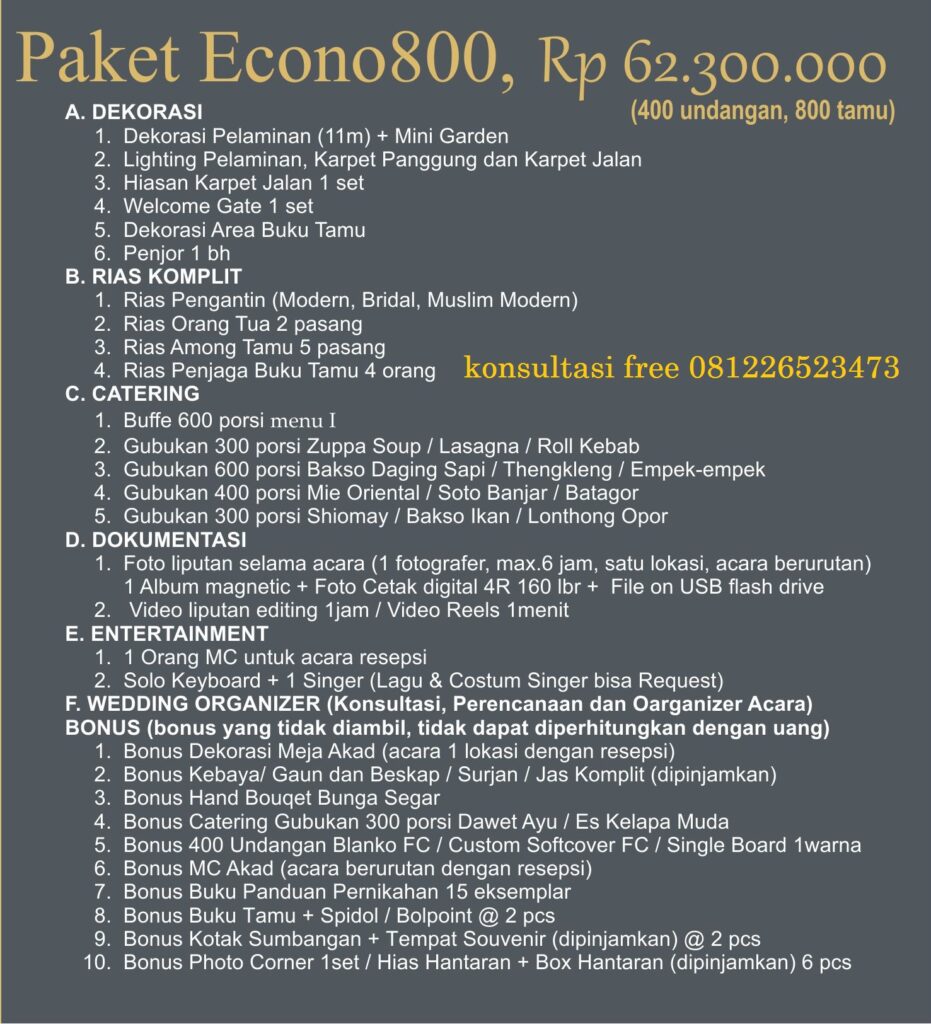 brosur paket wedding jogja wedding yogya wo jogja 2024 | Pusat Wedding Organizer Yogyakarta